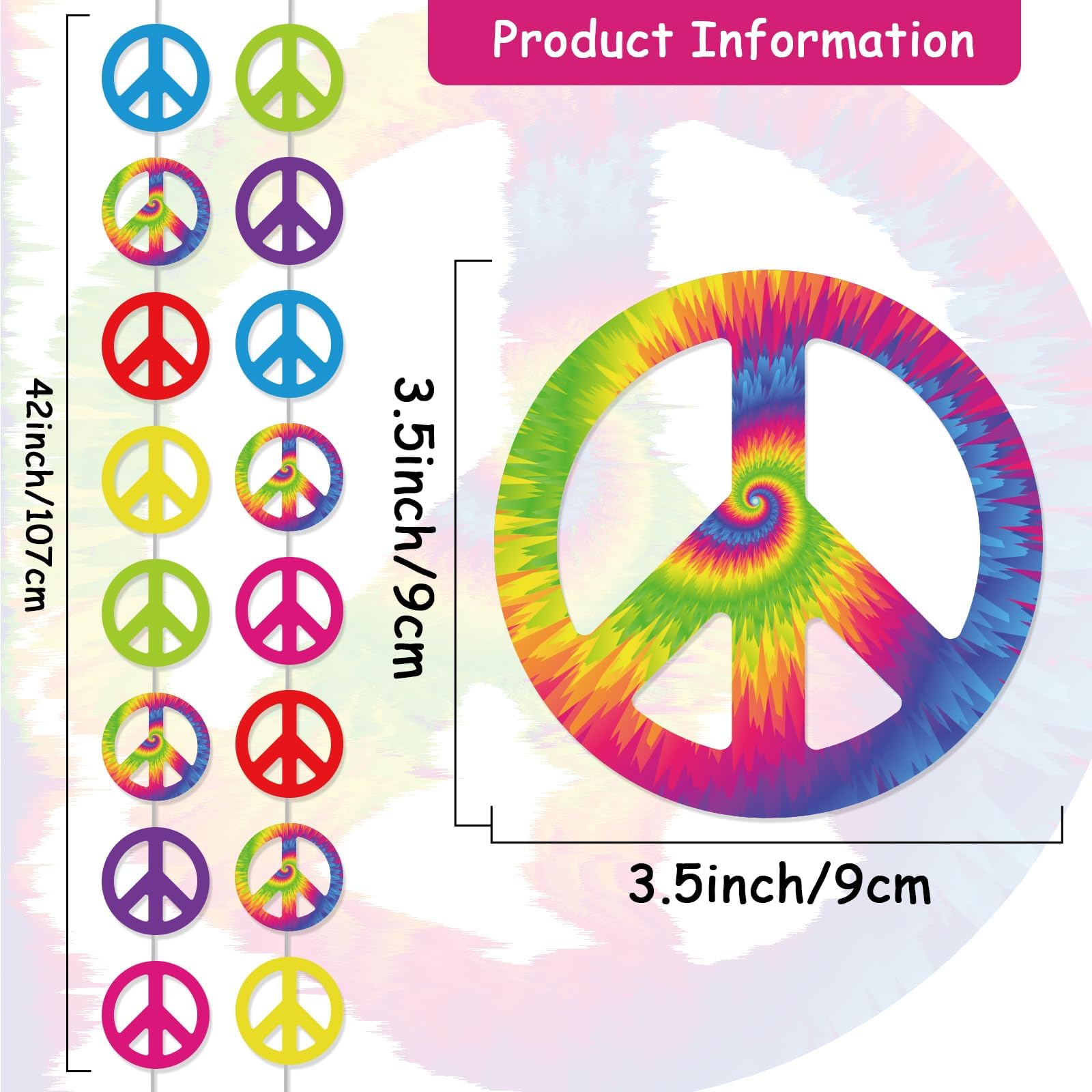 12 Pack 60's Hippie Theme Party Banners Decorations 60's Groovy Party Hanging Swirl Retro Peace Sign Paper Cutouts for 60's Hippie Theme Groovy Party Birthday Retro Party Carnival Decor Supplies