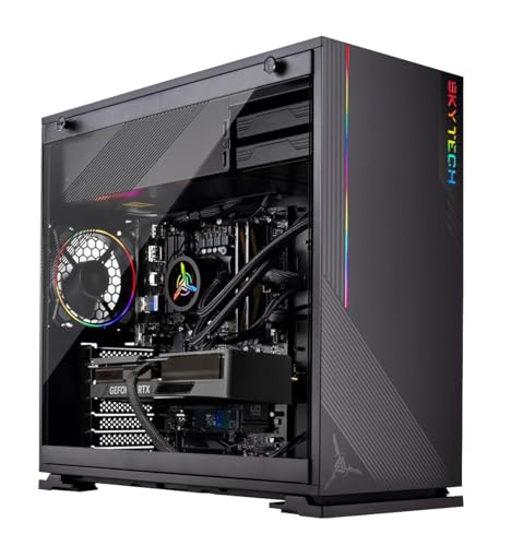 Skytech Azure Gaming PC, Ryzen 7 5700X 3.4 GHz (4.6GHz Turbo Boost), NVIDIA RTX 4060 8GB GDDR6X, 1TB NVME, 16GB DDR4 RAM 3200, 650W Gold PSU, Wi-Fi, Win 11 Home