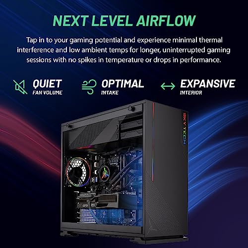 Skytech Azure Gaming PC, Ryzen 7 5700X 3.4 GHz (4.6GHz Turbo Boost), NVIDIA RTX 4060 8GB GDDR6X, 1TB NVME, 16GB DDR4 RAM 3200, 650W Gold PSU, Wi-Fi, Win 11 Home