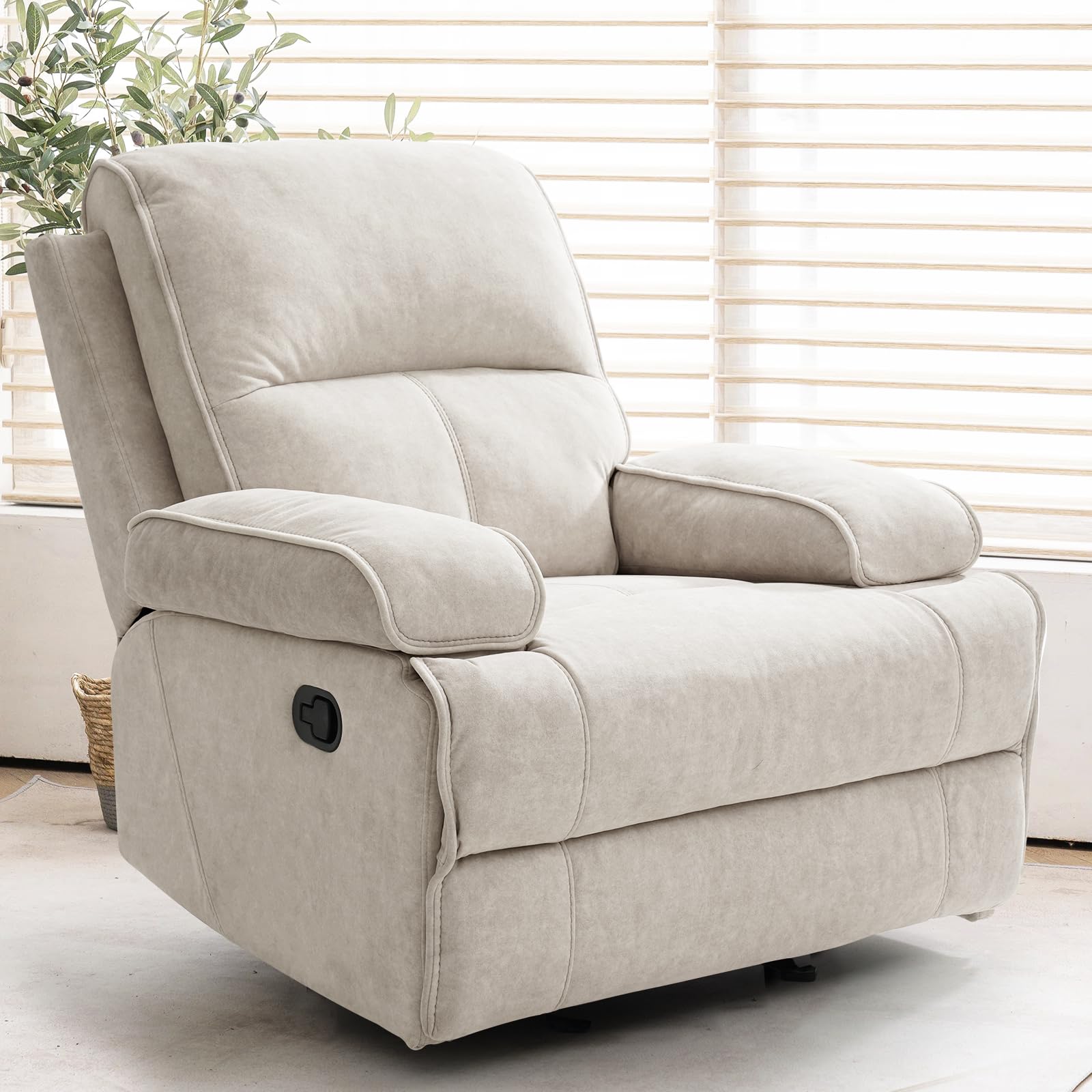 Harkawon Recliner Chair Glider Rocking Recliner Fabric Chair, Comfy Upholstered Glider Rocker for Nursery, Modern Armchair with Tall Back for Living Room, Bedroom