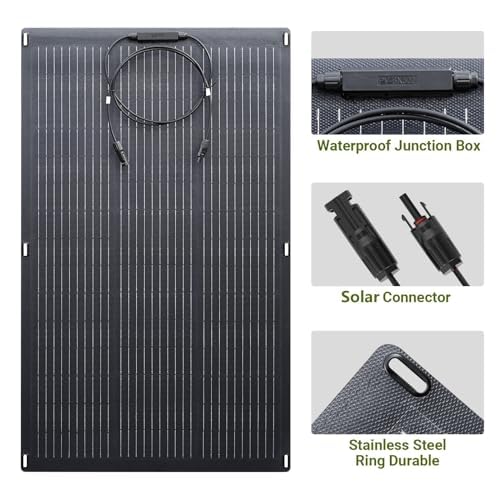 ALLPOWERS SF100 Flexible Solar Panel 100W 24V / 12V IP68 Monocrystalline Solar Modules Bendable Semi-Flexible Mono Solar Panel 100 Watt for RV Roof Boat Cabin Van Uneven Surfaces