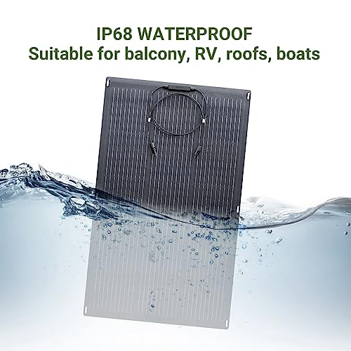 ALLPOWERS SF100 Flexible Solar Panel 100W 24V / 12V IP68 Monocrystalline Solar Modules Bendable Semi-Flexible Mono Solar Panel 100 Watt for RV Roof Boat Cabin Van Uneven Surfaces