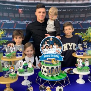 Real Madrid CF Party Decorations,Soccer Birthday Party Supplies Includes Banner - Cake Topper - 12 Cupcake Toppers - 18 Balloons