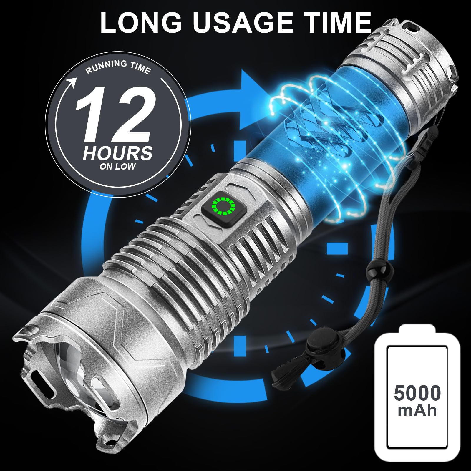 FUROLD Rechargeable Flashlights High Lumens, 990,000 Super Bright LED Flashlight Powerful Flash Light,5 Modes, IPX6 Waterproof,Handheld Flash Lights for Outdoor Emergency Camping Hiking