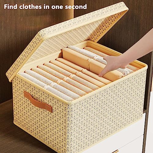 Ochine 1 Pack Clothes Storage, Large Toy Box Chest Storage, Collapsible Storage Containers with Lids, Foldable Blanket Storage Bags, Linen Fabric Foldable Storage Bins Boxes Cube Organizer Baskets