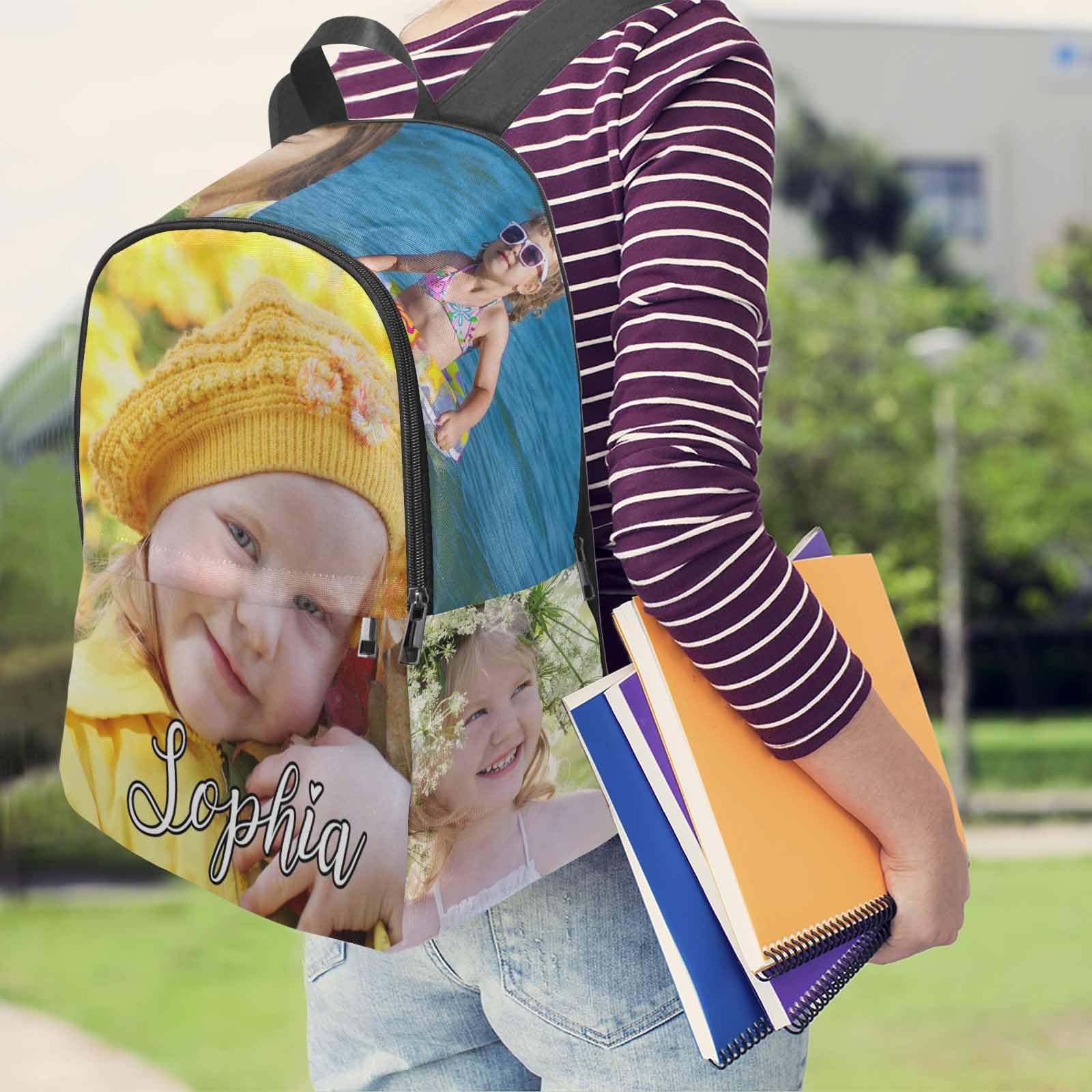 M YESCUSTOM Personalized Casual Backpack with Photos Customized Name Children School Bookbags for Kids Teen Audlt, Knapsack Lightweight Travel Daypack Bag for School College Camping