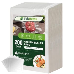 vacuum sealer bags, 200 quart bpa free 8x12 inch vacuum seal bags for food saver, seal a meal, weston. heavy duty commercial grade vacuum food storage bags for sous vide freezer vac storage meal prep