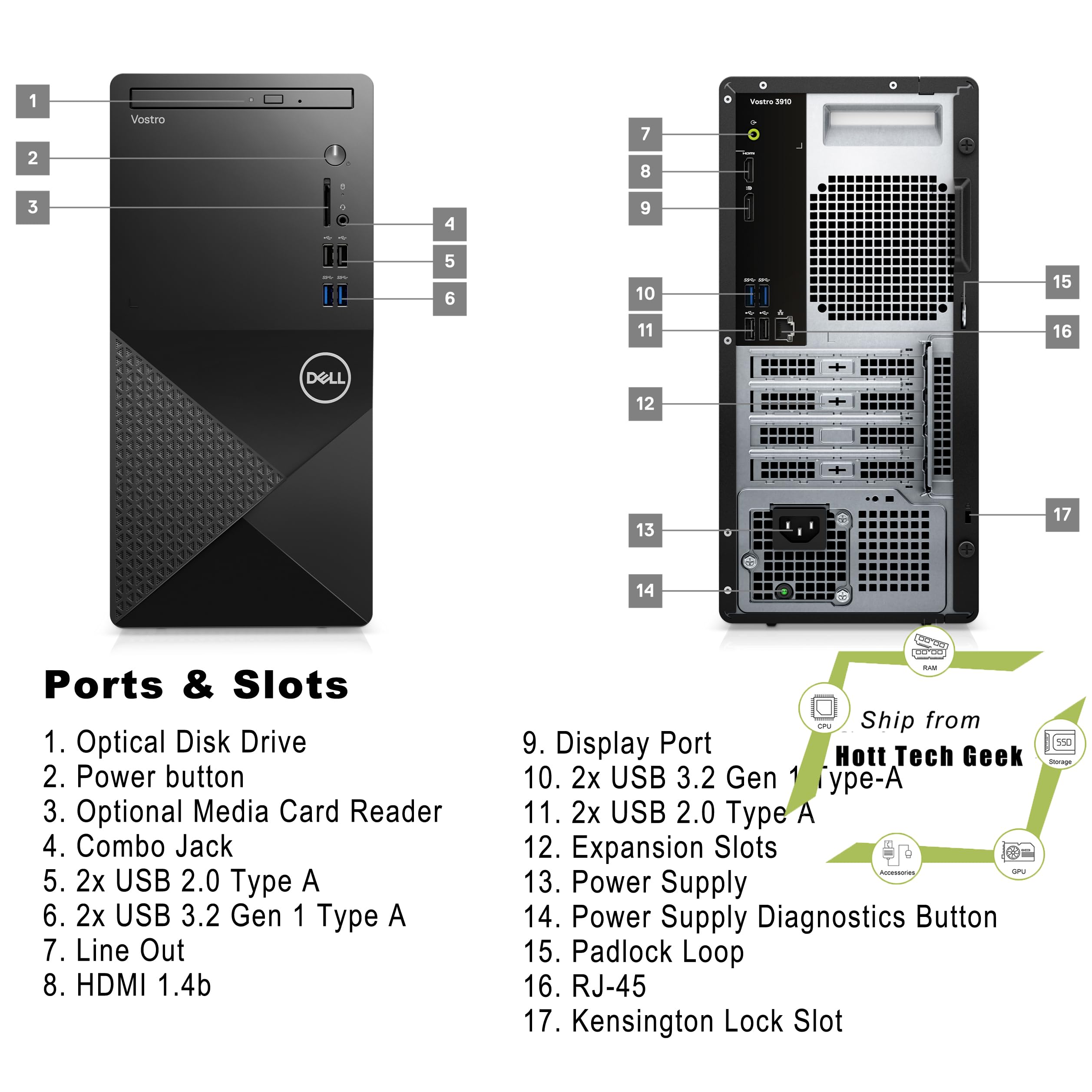 Dell 2023 Vostro 3910 Business Tower Desktop, 12th Gen Intel 12-Core i7-12700 up to 4.9GHz, 32GB DDR4 RAM, 1TB PCIe SSD, DVDRW, 802.11AC WiFi, Bluetooth 5, Keyboard & Mouse, Windows 11 Pro