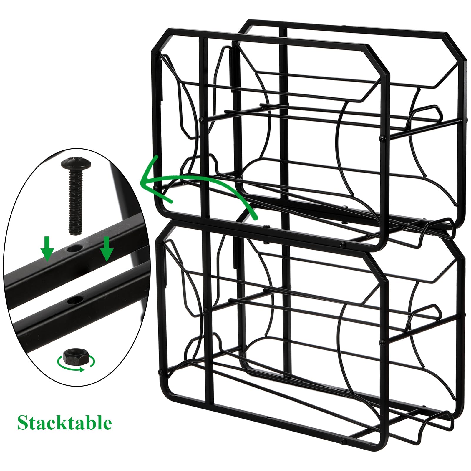 ZENFUN 2 Packs Stackable Beverage Can Dispenser Racks, Metal Storage Holder for Canned Food, Soda Can Organizer for Refrigerator, Kitchen, Pantry, Black, Detachable