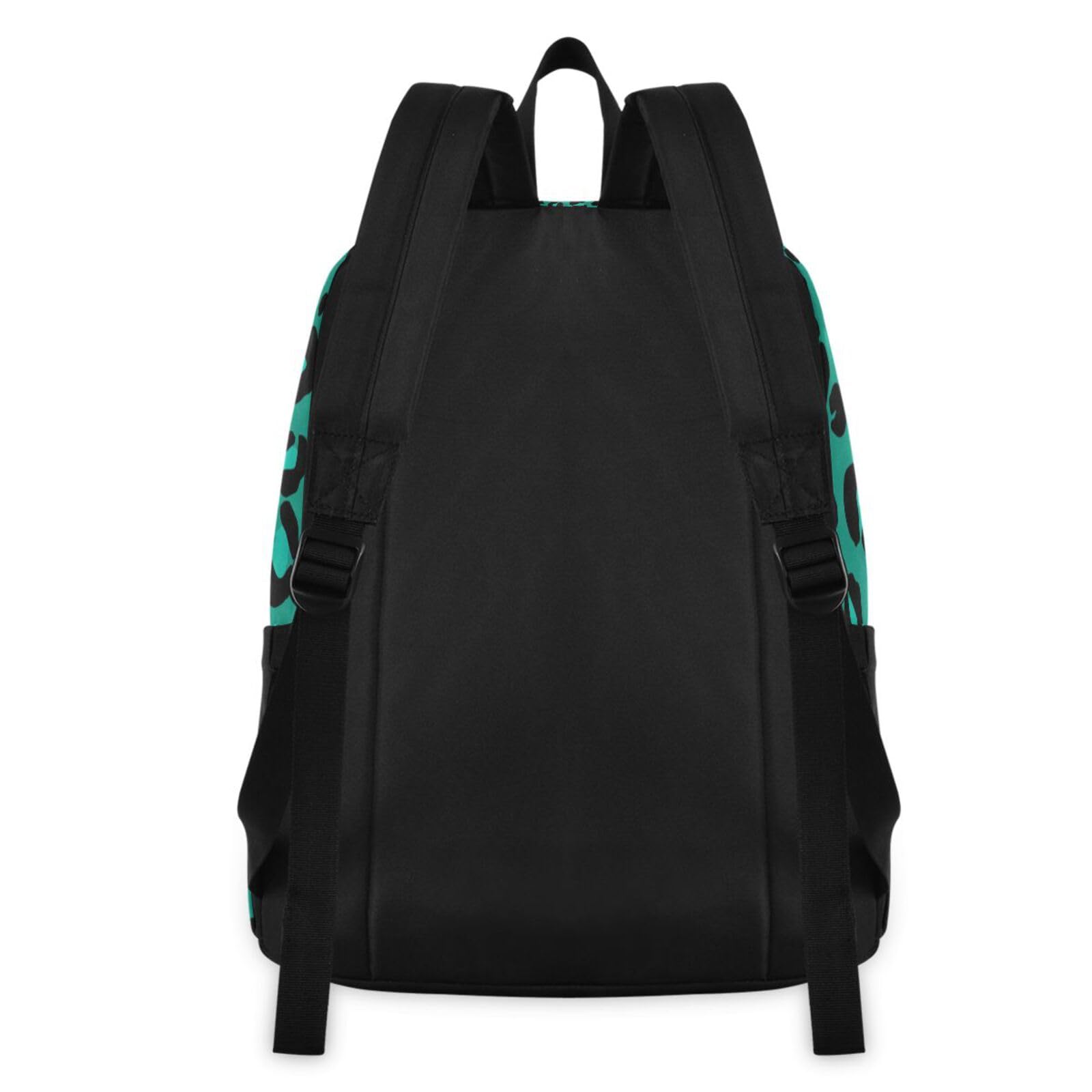 ZOEO Teal Black Leopard School Backpack for Women Girls Daypack Bag Teen Men Laptop Bookbags Casual Bags for Traveling Hiking Work Camping