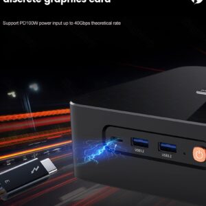 Mini PC AMD Ryzen 9 7940HS Window 11 Pro(8C/ 16T up to 5.2Ghz), 64GB DDR5 2TB PCIe4.0, Zen 4 Radeon 780M, 6*USD, 1 x Thunderbolt 3(40Gbps), 1xHDMI, 1xDP, 2* 2.5G LAN, Gaming Computer, WiFi6 BT5.2