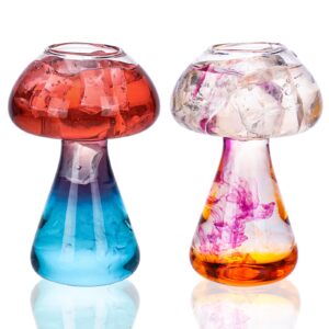 moretoes 2pcs 8.5oz mushroom glasses, cute cocktail glass creative martini glasses drinks cup for juice wine champagne (250ml)