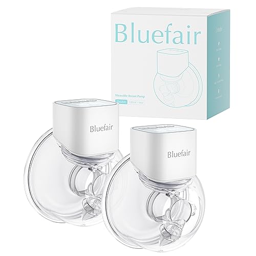 Bluefair Breast Pump, Wearable Breast Pump, Breast Pump Hands-Free, Wearable Pumps for Breastfeeding, 3 Modes & 12 Levels, Smart Display, Memory and Anytime Pause function-24mm, 2 Pack(White)