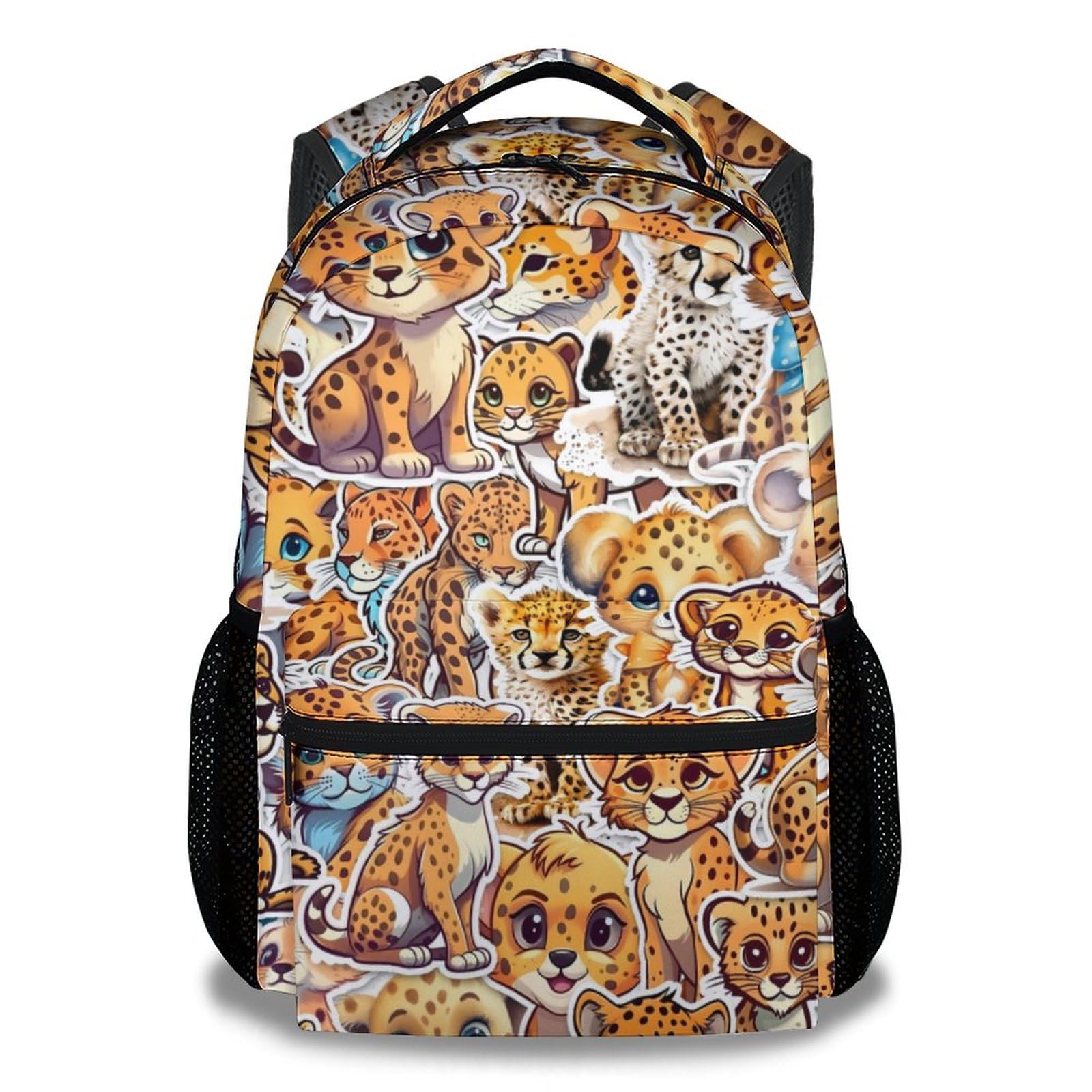 CUSPCOD Cheetah Backpack for Girls Boys, 16 Inch School Bookbag with Adjustable Straps, Travel Bag Durable, Lightweight, Large Capacity