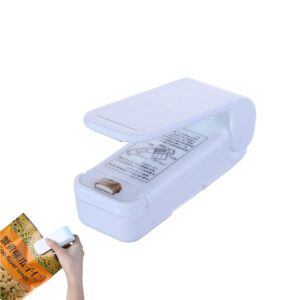 mini bag sealer - chips bag sealer - bag sealer heat seal with magnet - portable mini sealing machine to reseal plastic bags & keep snacks fresh (white)