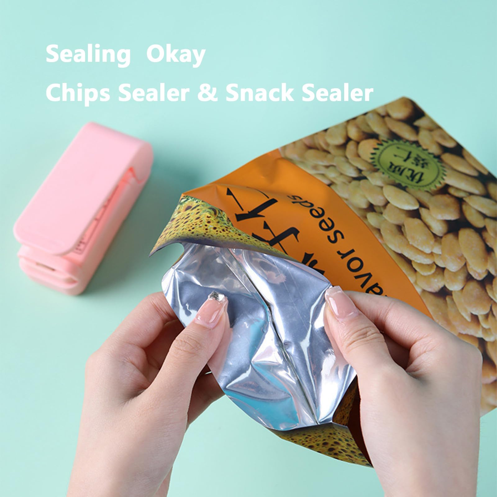 Mini Bag Sealer - Chips Bag Sealer - Bag Sealer Heat Seal with Magnet - Portable Mini Sealing Machine to Reseal Plastic Bags & Keep Snacks Fresh (white)