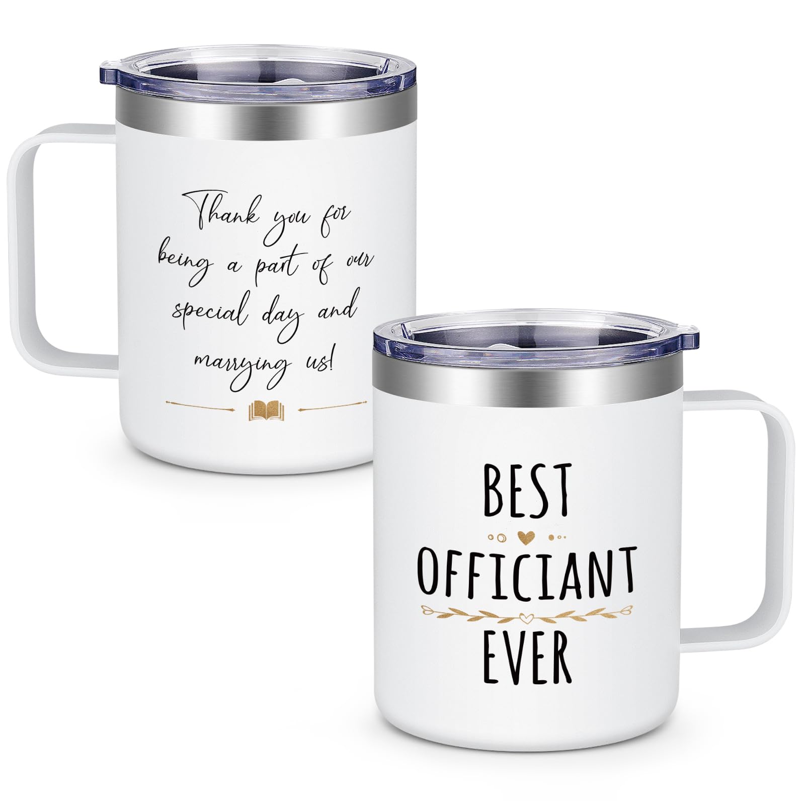 Lifecapido Wedding Officiant Gifts, Best Officiant Ever 12oz Insulated Coffee Mug, Coffee Mug With Handle, Thank You Wedding Gifts for Officiant Wedding Officiant from Couple Bride And Groom, White