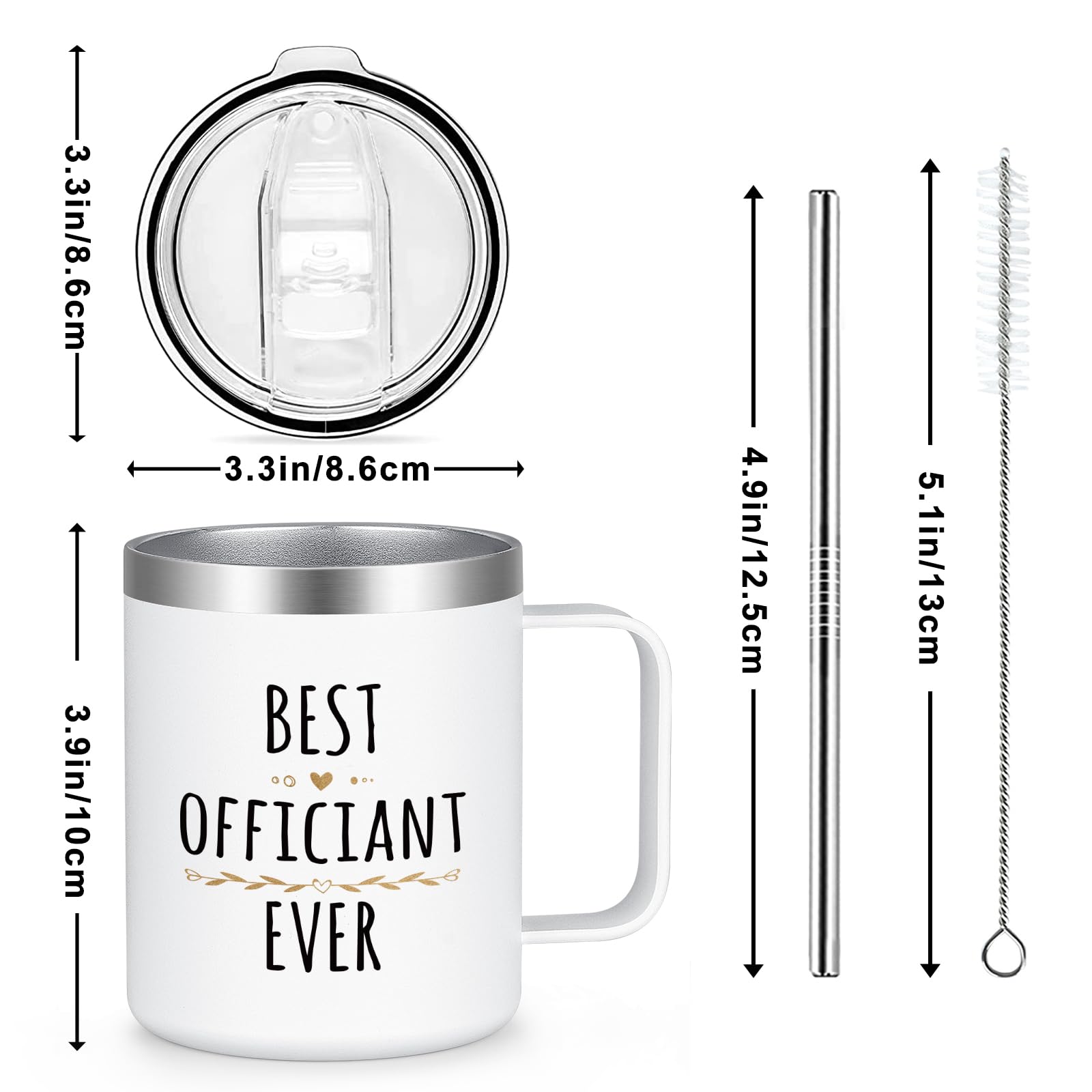 Lifecapido Wedding Officiant Gifts, Best Officiant Ever 12oz Insulated Coffee Mug, Coffee Mug With Handle, Thank You Wedding Gifts for Officiant Wedding Officiant from Couple Bride And Groom, White