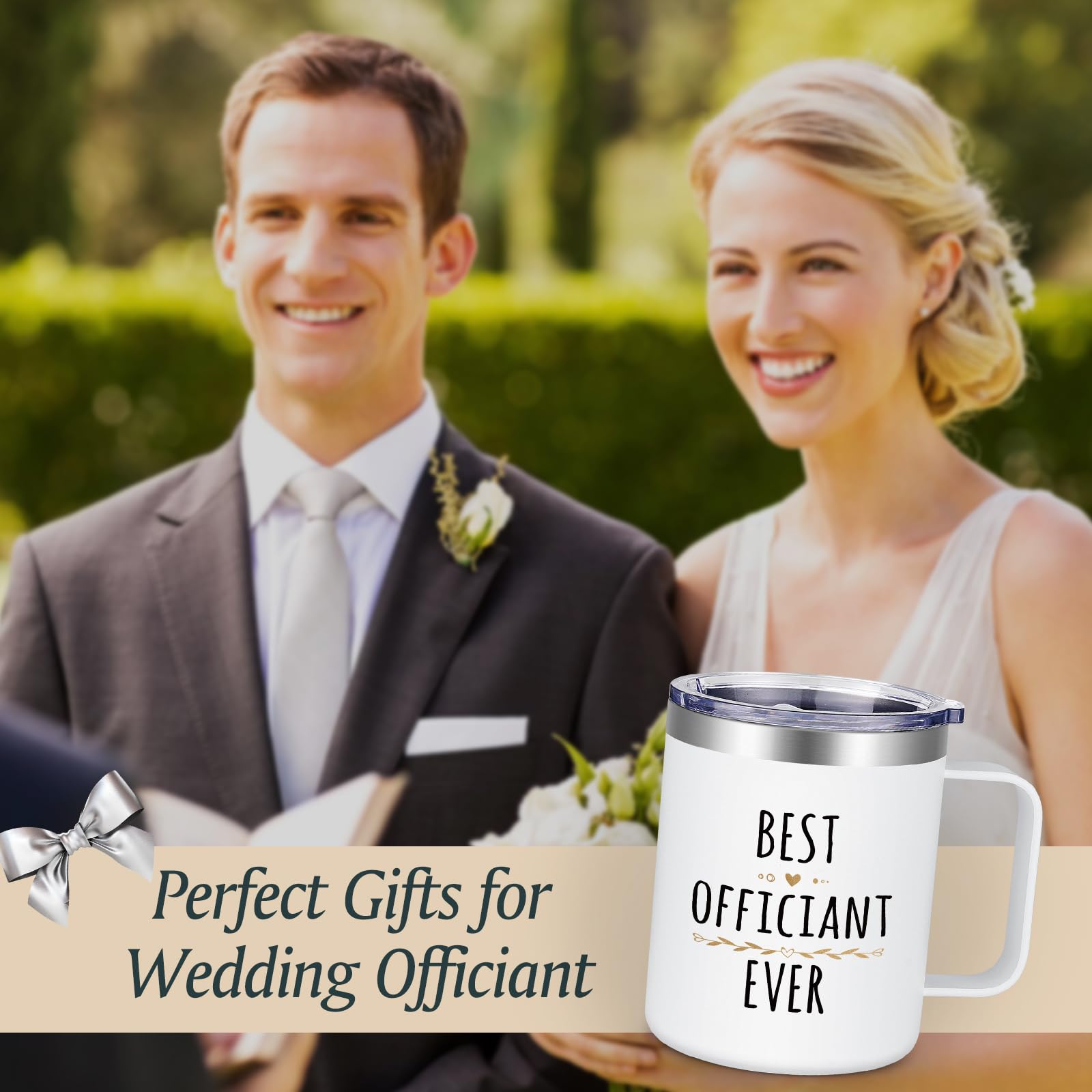 Lifecapido Wedding Officiant Gifts, Best Officiant Ever 12oz Insulated Coffee Mug, Coffee Mug With Handle, Thank You Wedding Gifts for Officiant Wedding Officiant from Couple Bride And Groom, White