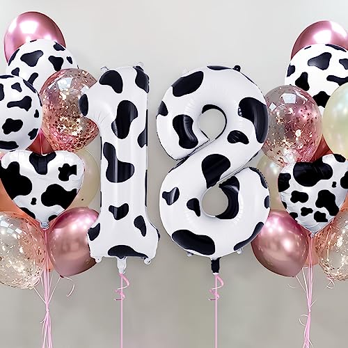 Cow Print Number 1 Balloon, Large 40 Inch Cow Number Birthday Balloons, Foil Mylar Number 1 Balloons for 1st first Birthday Party Decorations Supplies Animal Farm Cowboy Cowgirl Themed Party