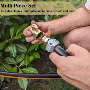 Little Gardener Garden Hose Repair Kit - Heavy Duty All Metal Body - 3/4 Inch Garden Hose Fittings - Female and Male Water Hose End Replacement - Hose Fix Set to Connect to Outside Water Hose Bib