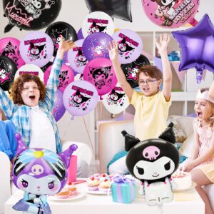 30Pcs Kawaii Anime Theme Balloon Set Include 6 Aluminum Foil balloons, 24 Cartoon Latex Balloons Ideal for Boys Girls Birthday Party, School Outdoor Activities, Indoor Room Outdoor Events Decor