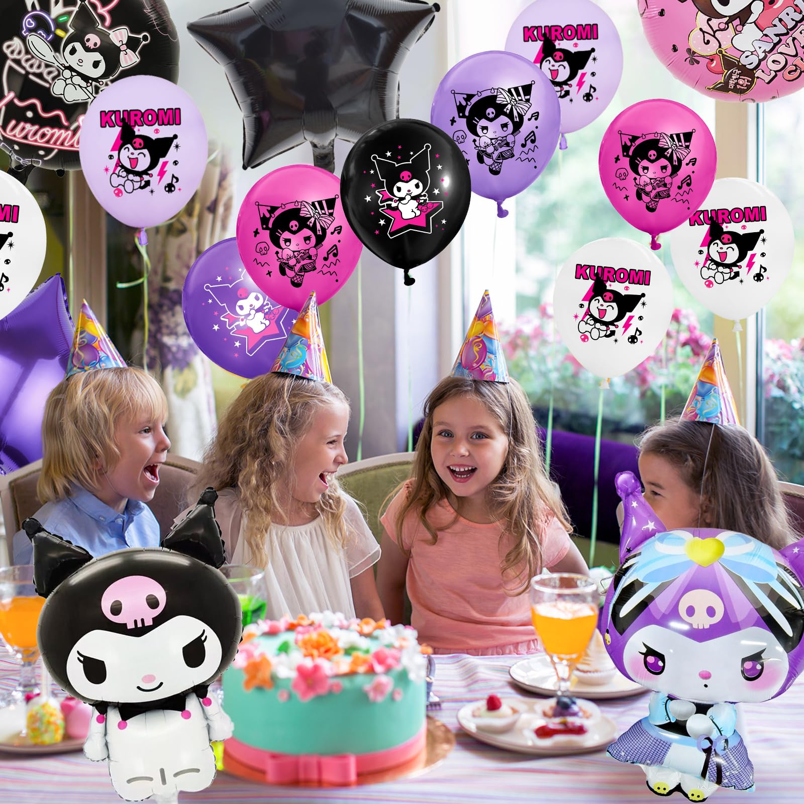 30Pcs Kawaii Anime Theme Balloon Set Include 6 Aluminum Foil balloons, 24 Cartoon Latex Balloons Ideal for Boys Girls Birthday Party, School Outdoor Activities, Indoor Room Outdoor Events Decor