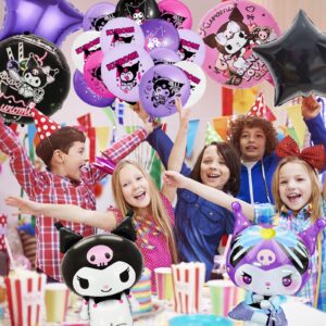 30Pcs Kawaii Anime Theme Balloon Set Include 6 Aluminum Foil balloons, 24 Cartoon Latex Balloons Ideal for Boys Girls Birthday Party, School Outdoor Activities, Indoor Room Outdoor Events Decor