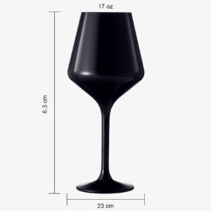 Khen Floating Wine Glasses for Pool | 2 Set | Shatterproof Tritan Acrylic Drinkware, Unbreakable - Colored European Design BPA-free plastic, Reusable, All Purpose Glassware, Hand Wash 15oz (Black)