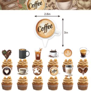 Coffee Birthday Decorations Coffee Party Supplies Includes Coffee Happy Birthday Banner Cake Topper Cupcake Toppers Balloons for Coffee Themed Party Decorations