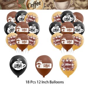 Coffee Birthday Decorations Coffee Party Supplies Includes Coffee Happy Birthday Banner Cake Topper Cupcake Toppers Balloons for Coffee Themed Party Decorations