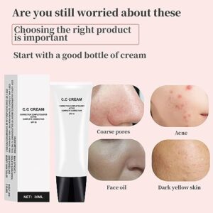 2PCS Skin Tone Adjusting CC Cream SPF 50,Cosmetics CC Cream Self Adjusting for Mature Skin, CC Cream Face Sunscreen and Foundation, Primer Moisturizing Skin Concealer Brightening Skin Tone