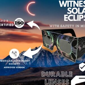 Premium Solar Eclipse Viewing Glasses - Safe, CE Certified, Durable Paper Frames - Pack of 2 - Perfect for Astro Enthusiasts and Outdoor Events