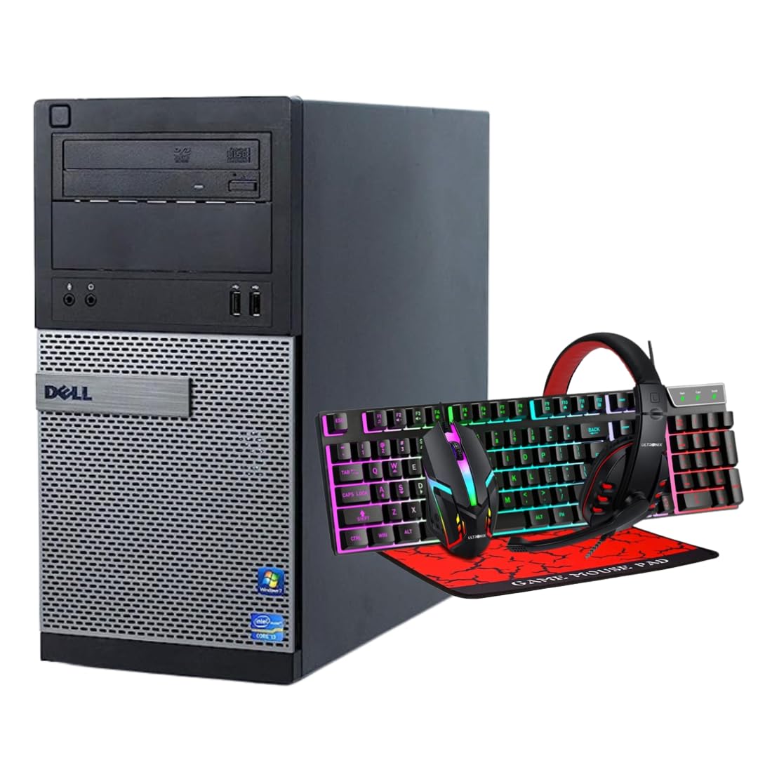 Dell OptiPlex Computer Gaming Desktop, Intel Core i7 3rd gen 3.2GHz Processor, 16GB Ram, 512GB SSD, NVIDIA 1660 6 GB, Ultronix Keyboard, Mouse, Mousepad, Headset Windows 10 Pro (Renewed)