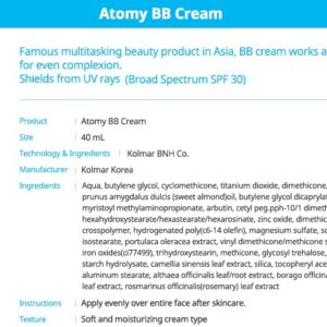 Atomy BB Cream - Skin Moisturizer for Face [Set of 2]