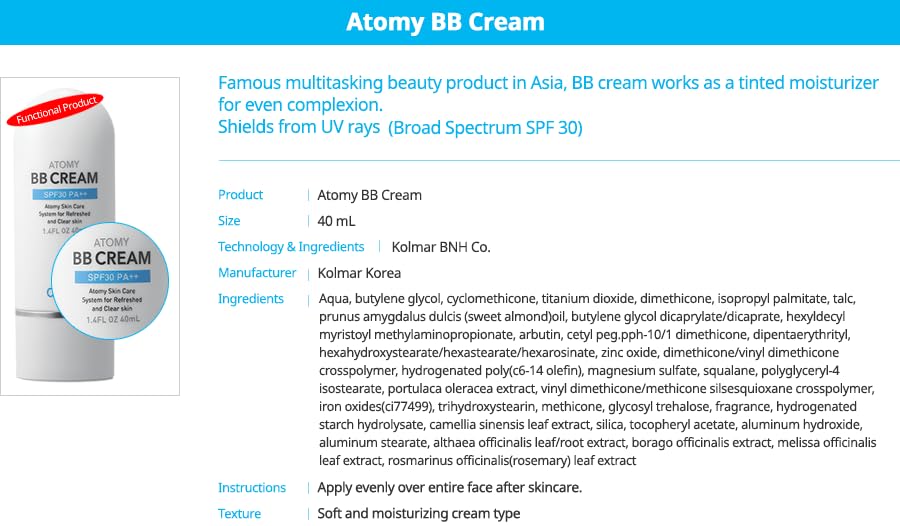 Atomy BB Cream - Skin Moisturizer for Face [Set of 2]