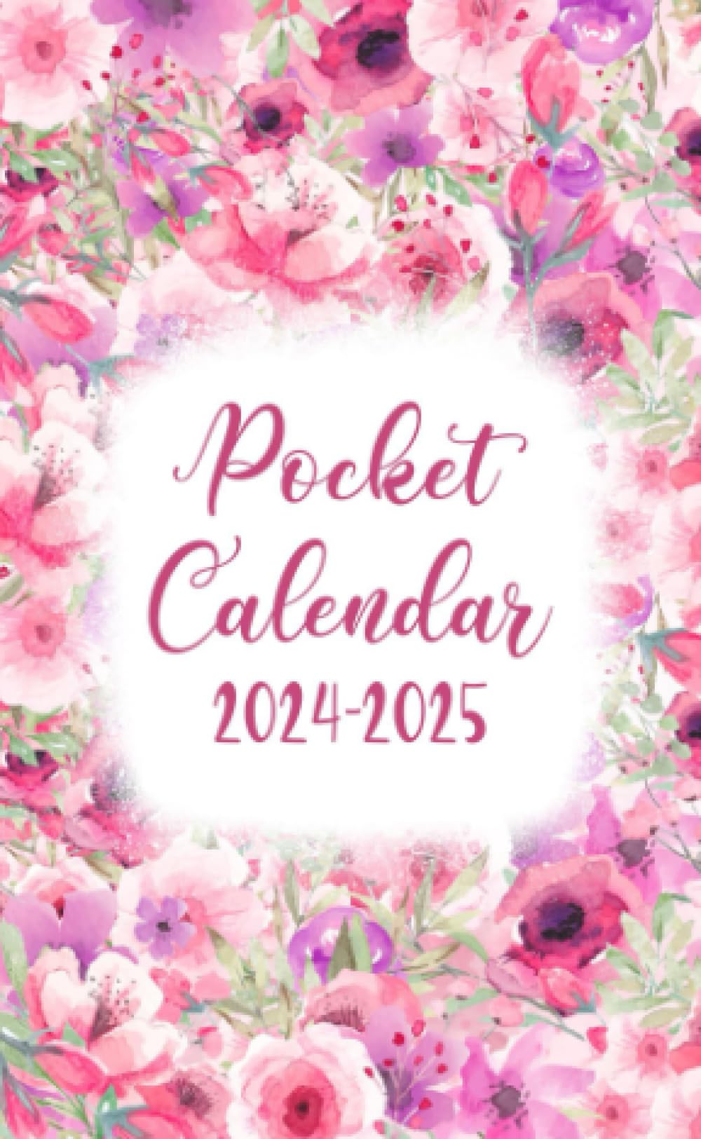 pocket calendar 2024-2025 for purse: 2 Year Small Size - Rose Flower Cover Design