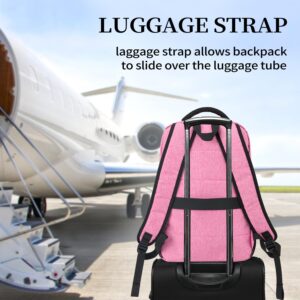 Della Gao Travel Laptop Backpack, Water Resistant Work Backpack with Laptop Compartment, Airline Approved Business Backpack Fit 15.6 Inch Laptops for Women, Pink