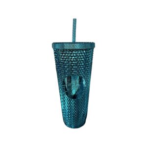 starbucks 2023 blue chrome studded venti 24oz tumbler with straw