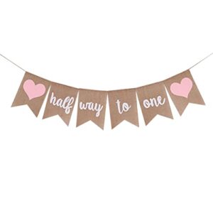 half way to one banner - half birthday banner, its my 1/2 birthday, half birthday decorations, burlap birthday banner, 6 month photo prop,best birthday party supplies