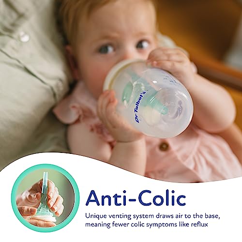 Dr. Talbot's Anti-Colic Bottles - 6 oz (2-Pack) - Baby Bottles for Newborn Babies 0+ Months - Self Sterilizing Newborn Bottles with Slow Flow Soft Flex Nipple and Advanced Venting System