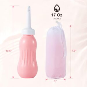 OFFO Portable Bidet Sprayer, 17OZ (500ML) Large Capacity Handheld Personal Travel Bidet Kit with Travel Bag for Toilet Self Cleaning Pink