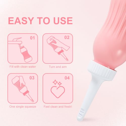 OFFO Portable Bidet Sprayer, 17OZ (500ML) Large Capacity Handheld Personal Travel Bidet Kit with Travel Bag for Toilet Self Cleaning Pink