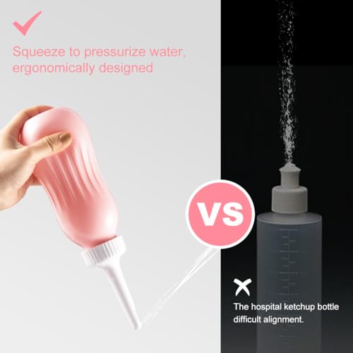 OFFO Portable Bidet Sprayer, 17OZ (500ML) Large Capacity Handheld Personal Travel Bidet Kit with Travel Bag for Toilet Self Cleaning Pink