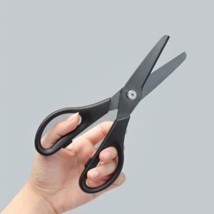 All Purpose Ceramic Scissors 8" Black Straight Shears Non-Sticking Sharp Blade Comfort ABS Grip Blunt Tip Safety Cutting Tool for Office School Crafting Kitchen