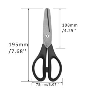 All Purpose Ceramic Scissors 8" Black Straight Shears Non-Sticking Sharp Blade Comfort ABS Grip Blunt Tip Safety Cutting Tool for Office School Crafting Kitchen