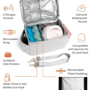 Bag Pump Storage Bag Compatible with with Spectra S1 S2 Gold, Breast Pump Carrying Case,EliteMom Breast Pump Tote Bag with cooler & Strap