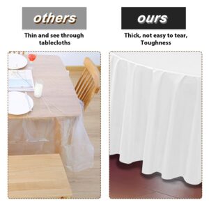 Fixwal 6-Pack White Round Plastic Tablecloth Premium Disposable Plastic Tablecloth 84 Inch White Decorative Party Tablecovers for Parties Picnic Birthday Wedding Banquet