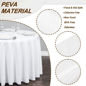 Fixwal 6-Pack White Round Plastic Tablecloth Premium Disposable Plastic Tablecloth 84 Inch White Decorative Party Tablecovers for Parties Picnic Birthday Wedding Banquet