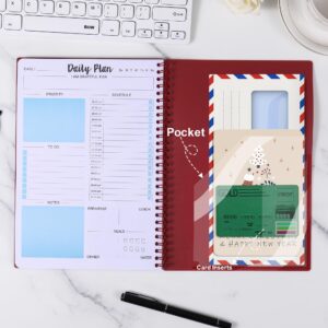 SeQeS Undated Daily Planner Notebook - Hourly Schedule, To-Do Lists, Meal Planning, and More - Perfect for Men and Women On-the-Go - 120 Pages (7x10")" (Green)